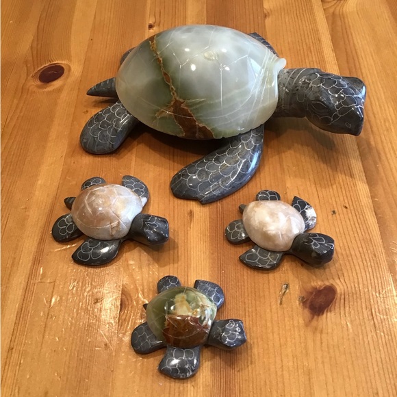 Accents | Marble Stone Sea Turtle Family Set Of 4 Hand Carved | Poshmark